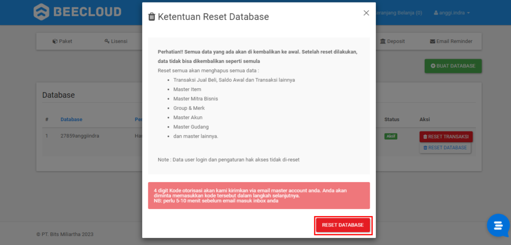 Panduan Cara Reset Data Beecloud