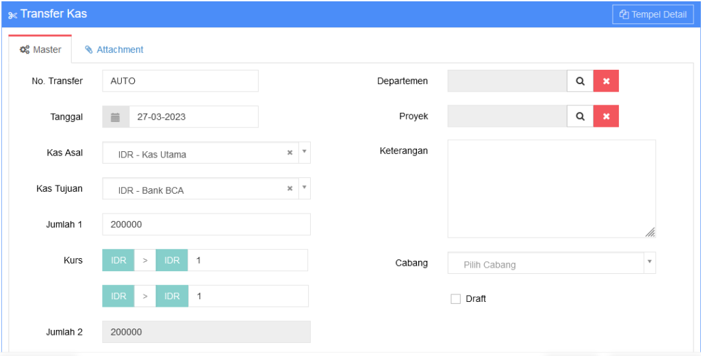Panduan Cara Input Mutasi Transfer Kas / Bank