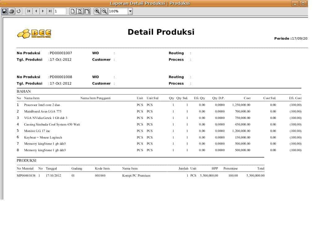 Membuat BOM dan Produksi Menggunakan Item PID Unik - Bee.id