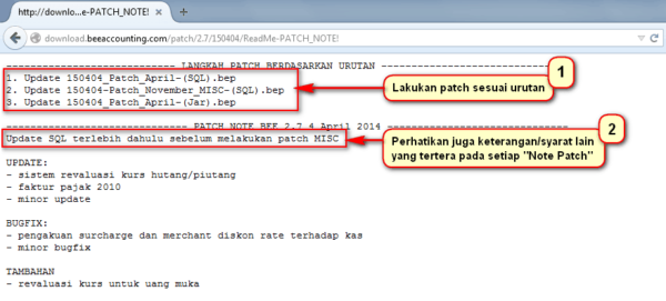 Cara Update atau Patch BeeAccounting