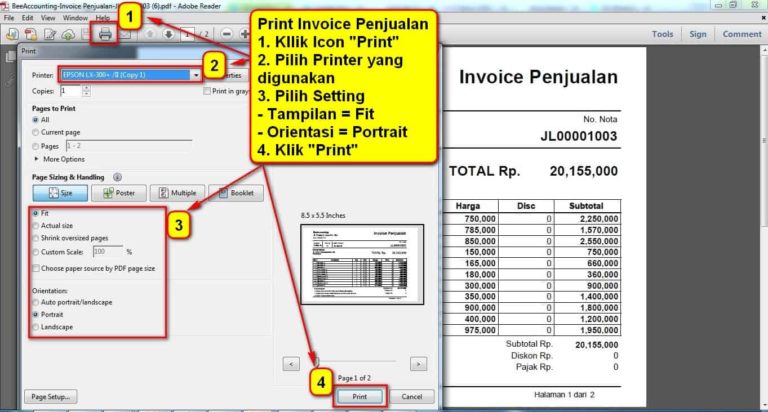 Panduan Cara Print Invoice Penjualan Ukuran Kertas A5 (dari PDF) Beecloud