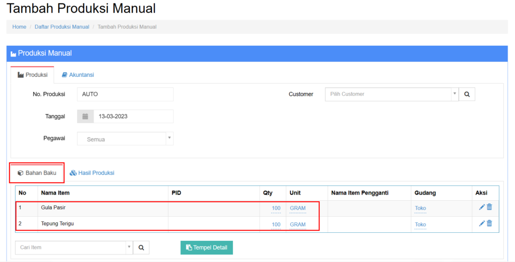 Panduan Cara Input Produksi Manual Sampai Terjadi Stock Beecloud