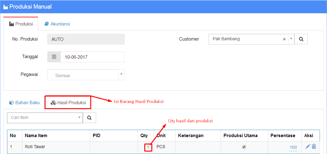 Cara Input Produksi Manual Sampai Terjadi Stock Beecloud