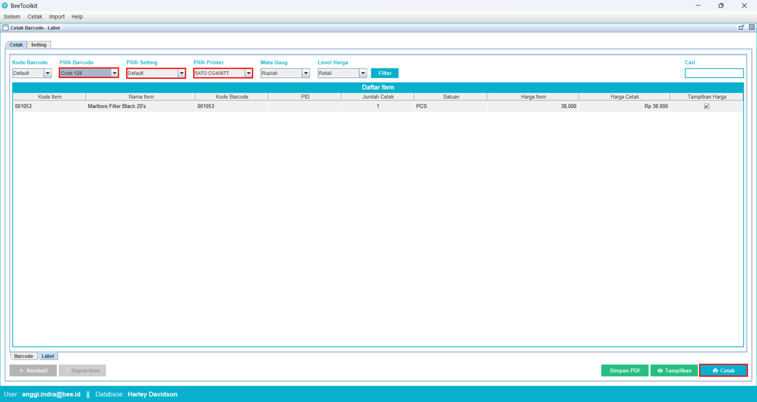 Panduan Cetak Label Rak BeeToolkit di Kertas A4