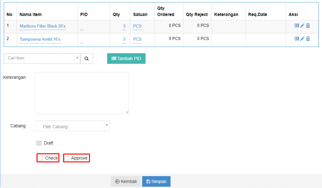 Panduan Cara Penggunaan Fitur Check dan Approve Permintaan Barang Beecloud
