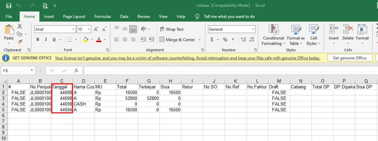 Panduan Merubah Format Tanggal di Excel Pada Penjualan Beeaccounting