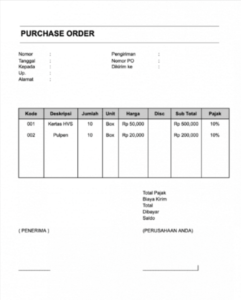 Contoh PO (Purchase Order) dan Fungsinya dalam Proses Transaksi
