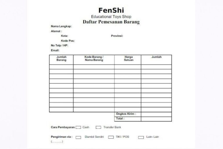 Contoh Format Order untuk Usaha Online Shop