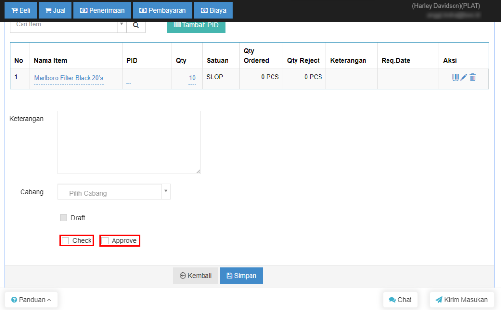 Panduan Cara Penggunaan Fitur Check dan Approve Permintaan Pembelian ...