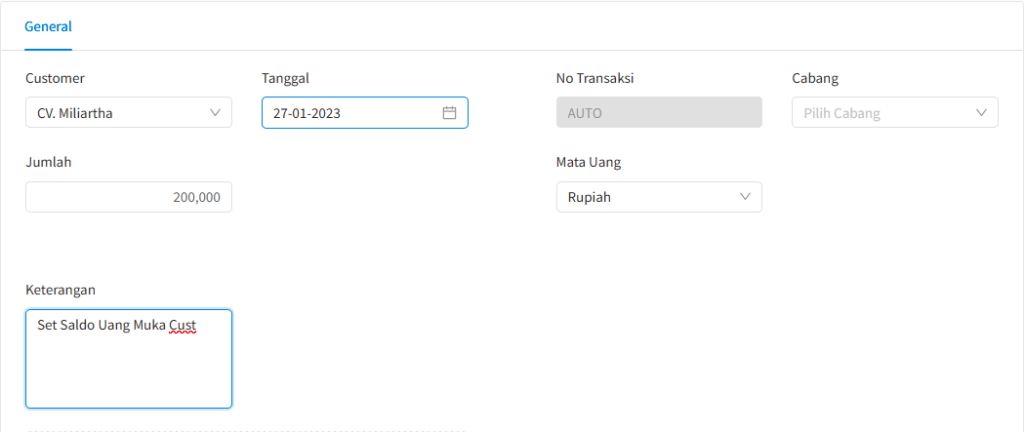 Panduan Input Saldo Awal Uang Muka Customer Beecloud 3.0