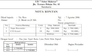 5 Contoh Nota Kontan dan Penjelasannya Lengkap