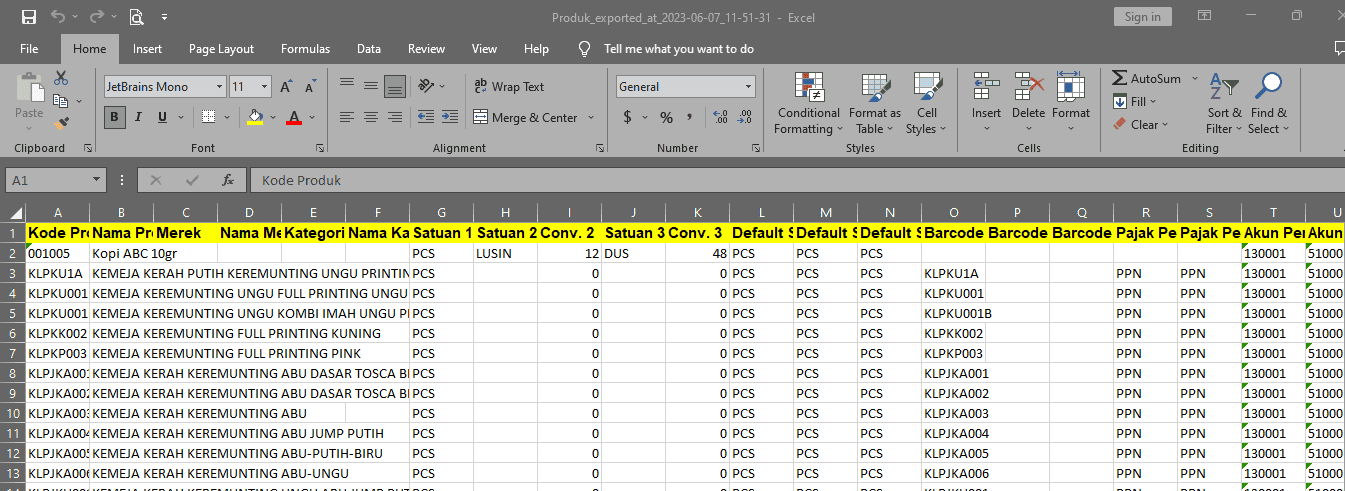Panduan Ekspor Excel Master Produk Beecloud 3.0