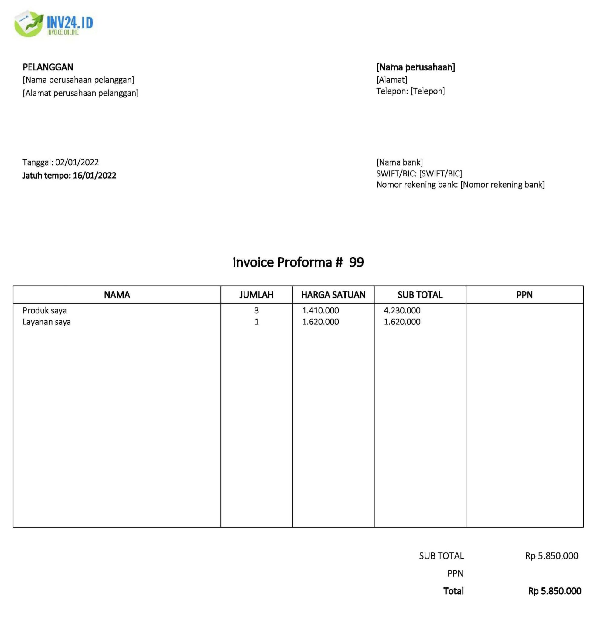 Contoh Proforma Invoice, Fungsi dan Komponennya