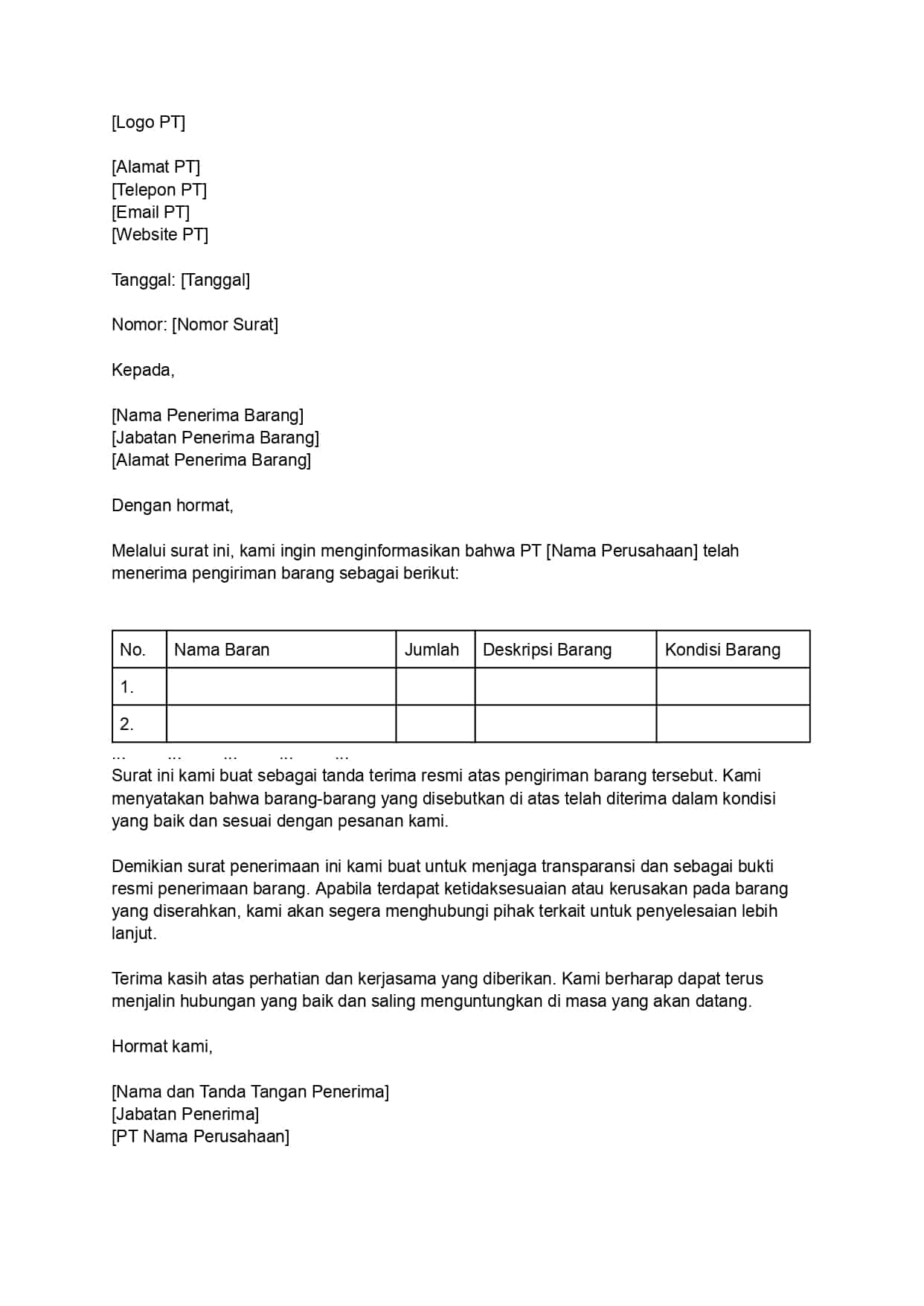 5 Contoh Surat Penerimaan Barang dan Cara Membuatnya