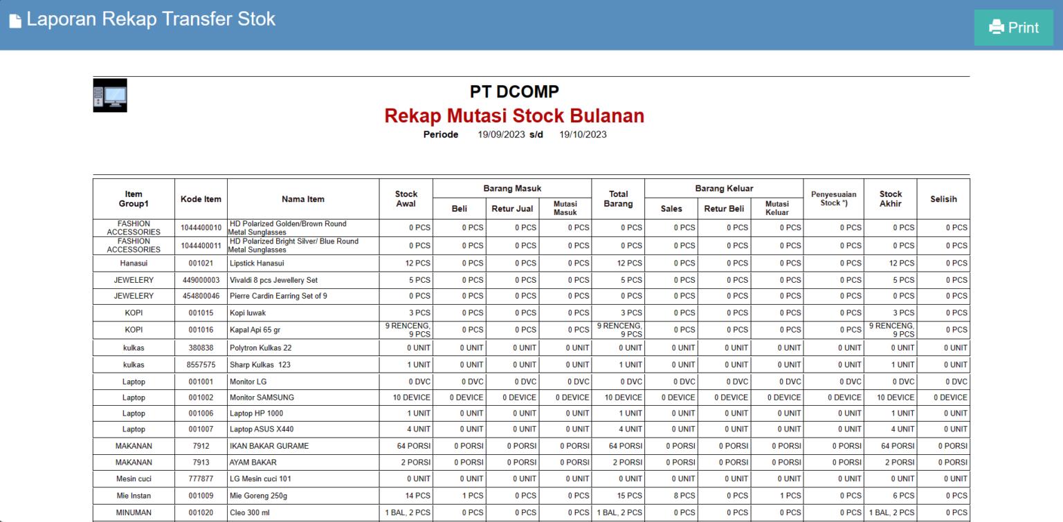 Panduan Cara Melihat Laporan Rekap Transfer Stok Beecloud