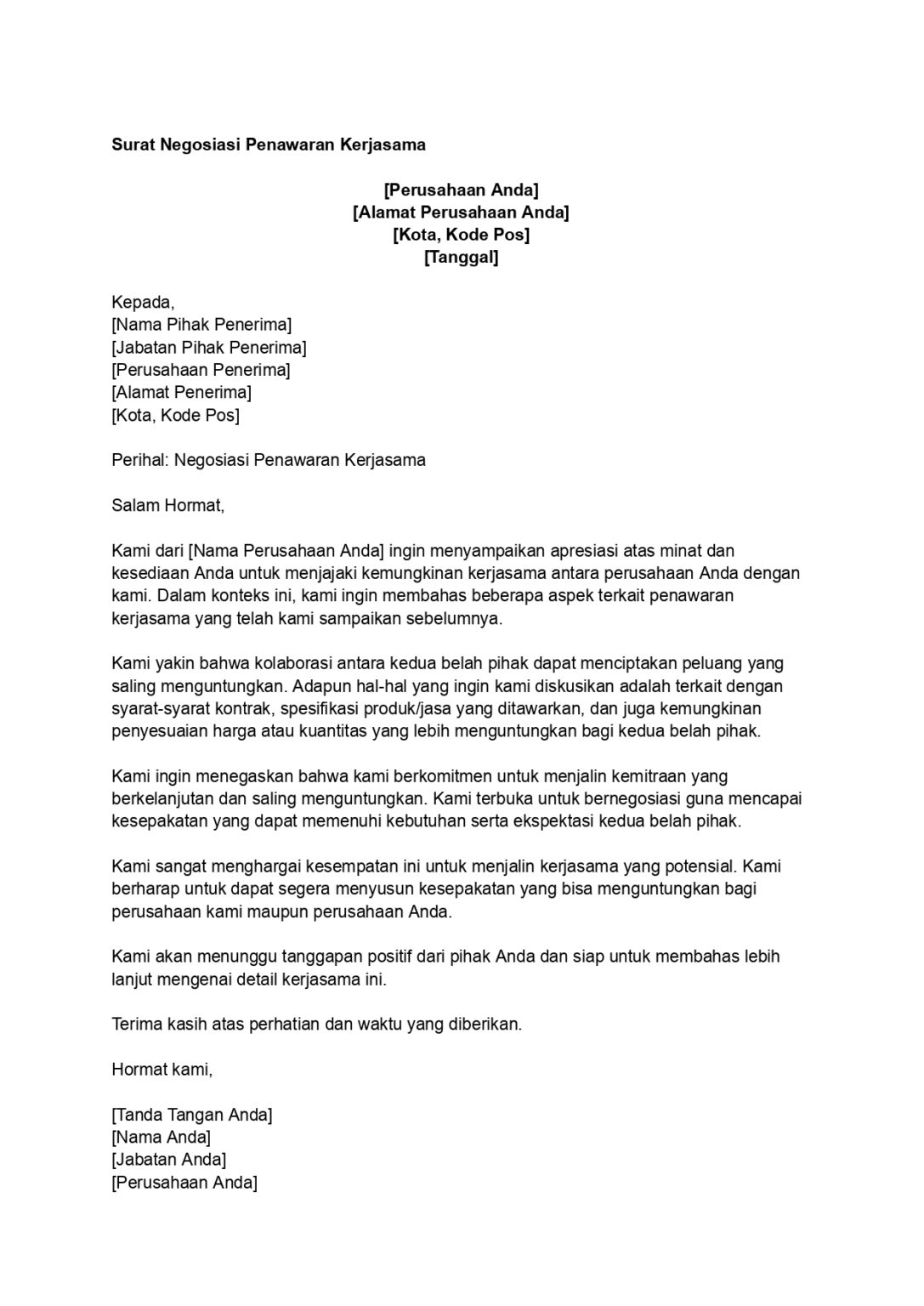 4 Contoh Surat Penawaran Negosiasi & Cara Menulisnya