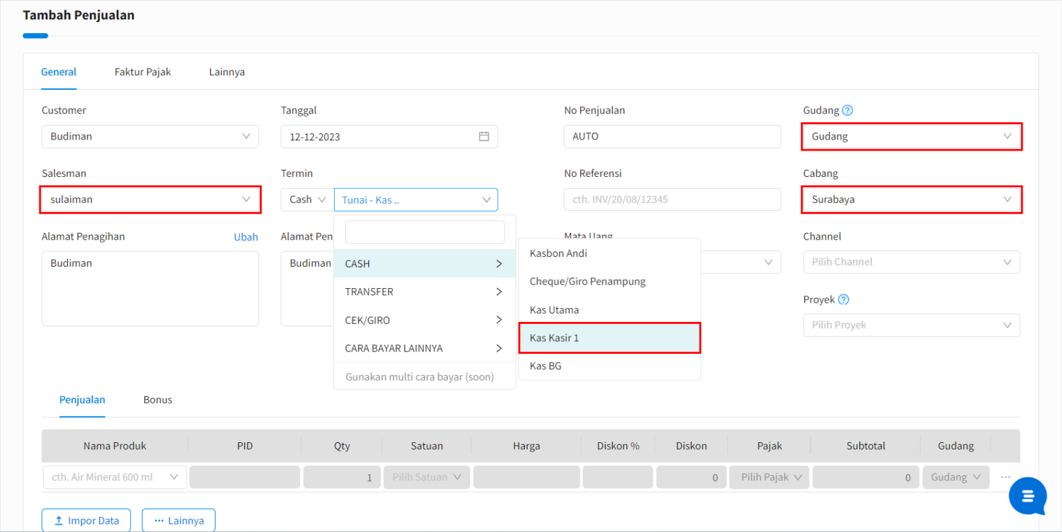 Panduan Cara Setting Default User (Cabang, Gudang, Kas/Bank dan ...