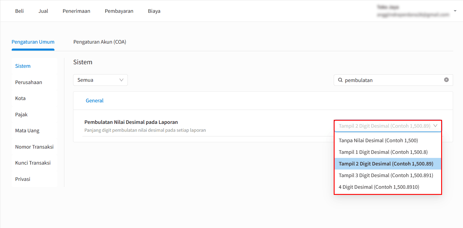 Panduan Setting Pembulatan Nilai Desimal Beecloud 3.0