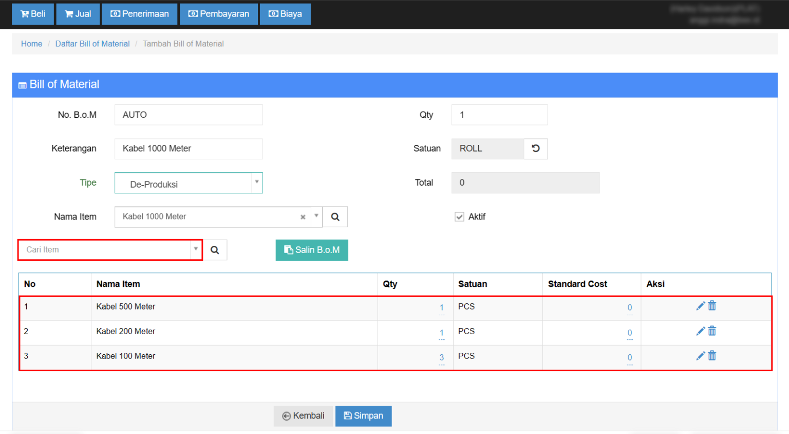 Panduan Cara Input De-Produksi Beecloud