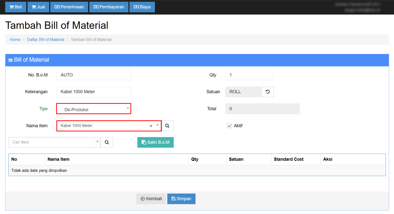 Cara Input De-Produksi Beecloud