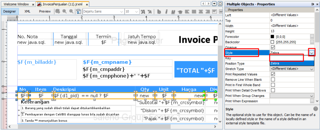 Panduan Cara Ubah Baris Kolom Nota Penjualan Menjadi Polos Beecloud