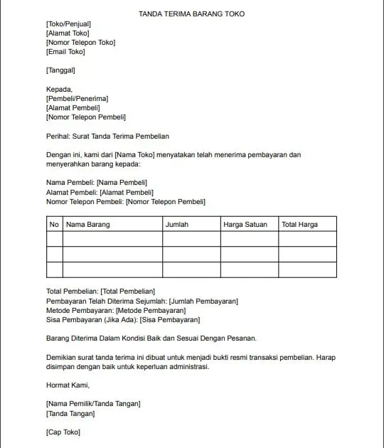 10 Contoh Surat Tanda Terima Berbagai Keperluan Bisnis