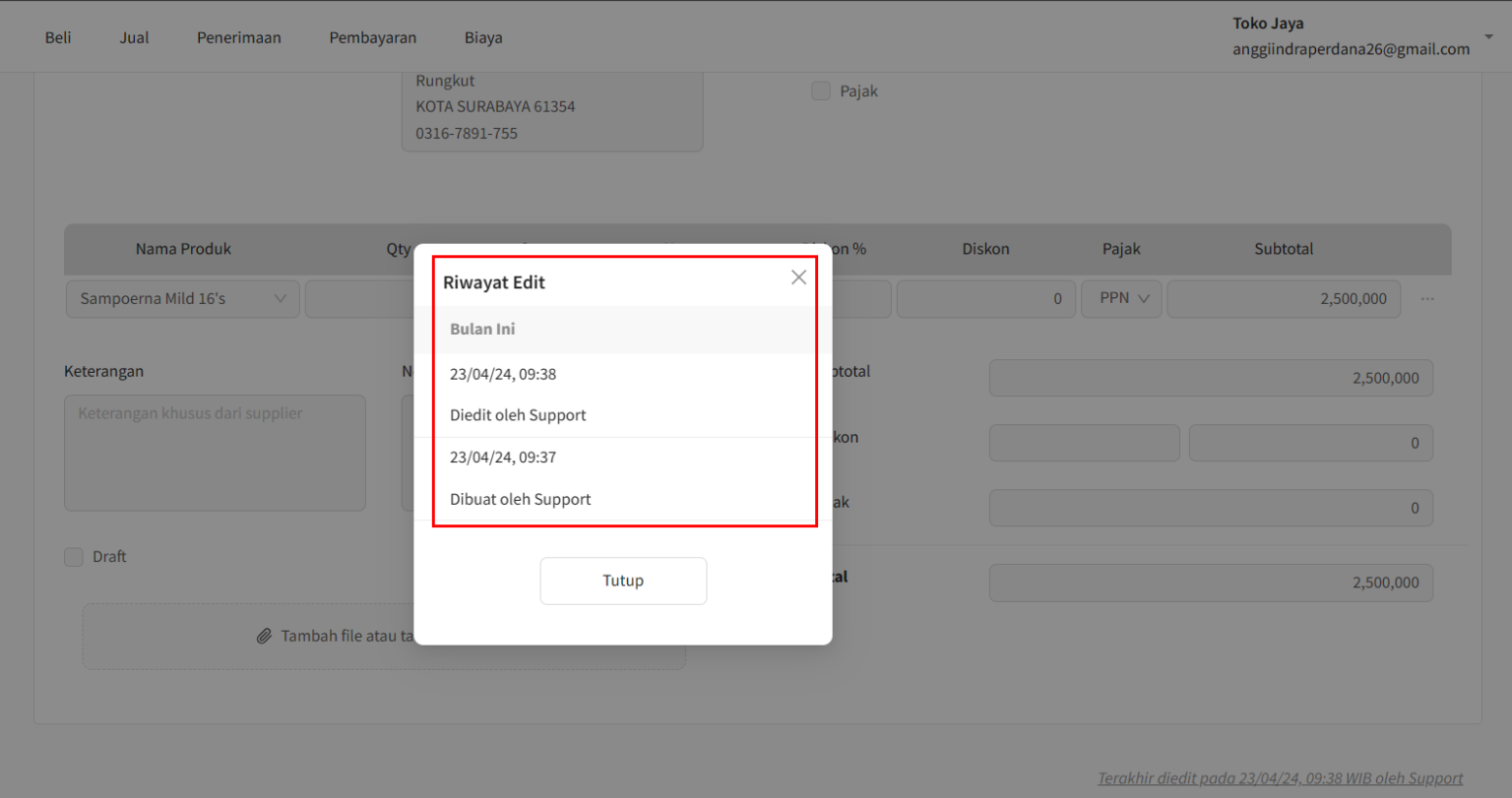 Panduan Cara Melihat Riwayat Edit Transaksi Beecloud 3.0