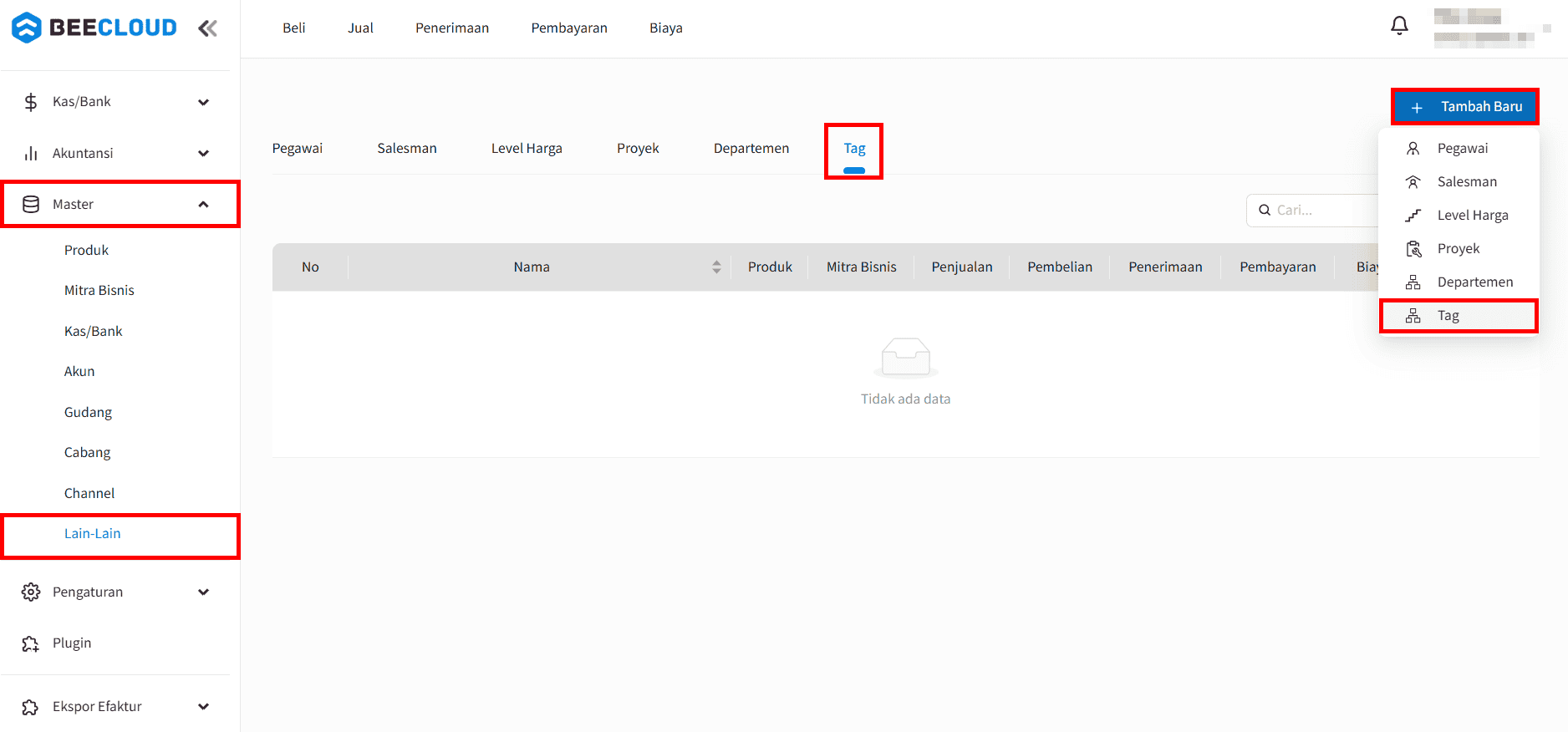 Panduan Membuat Master Tag Beecloud 3.0