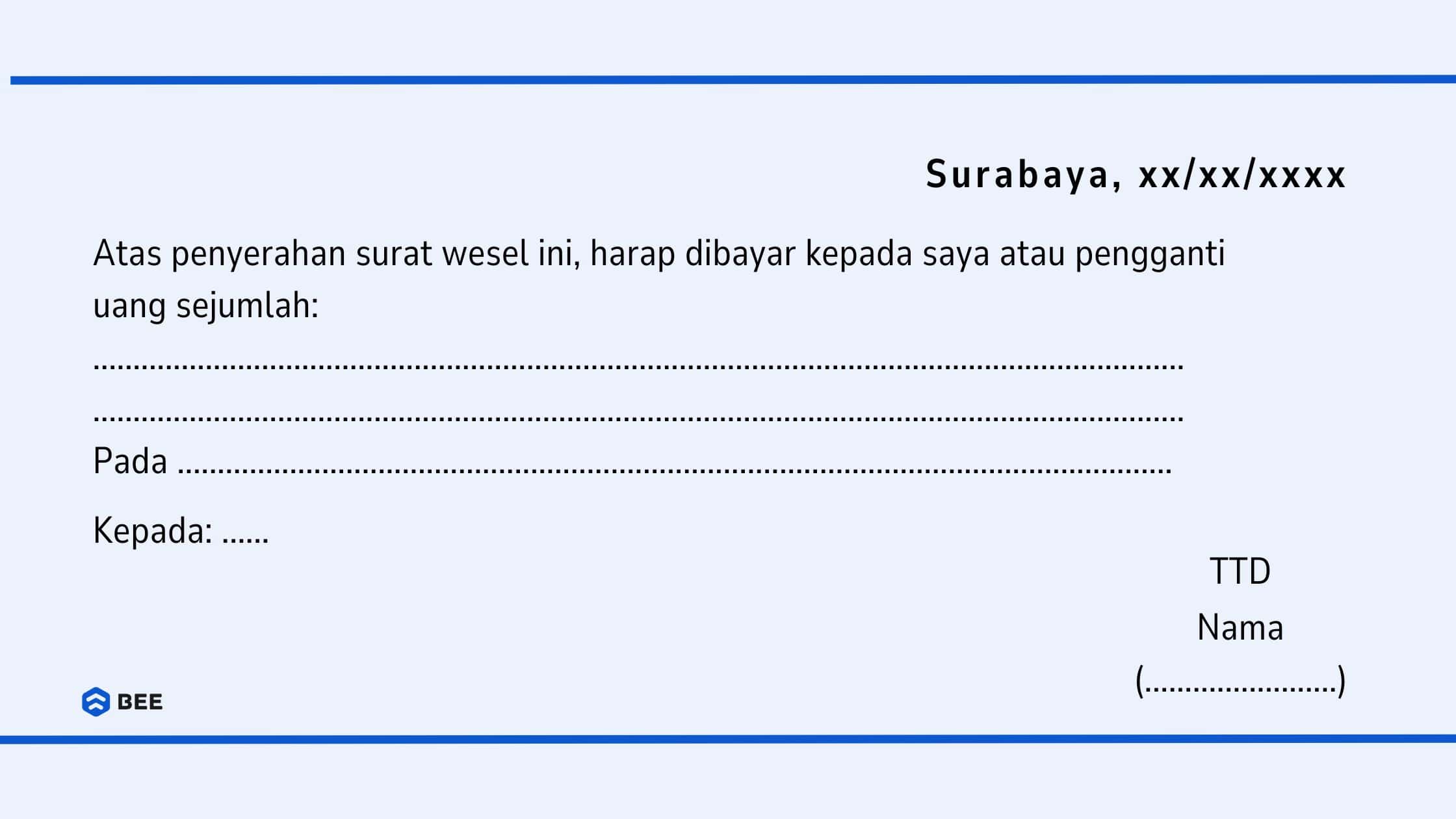 Contoh Wesel Berdasarkan Jenis dan Pencatatan Akuntansinya
