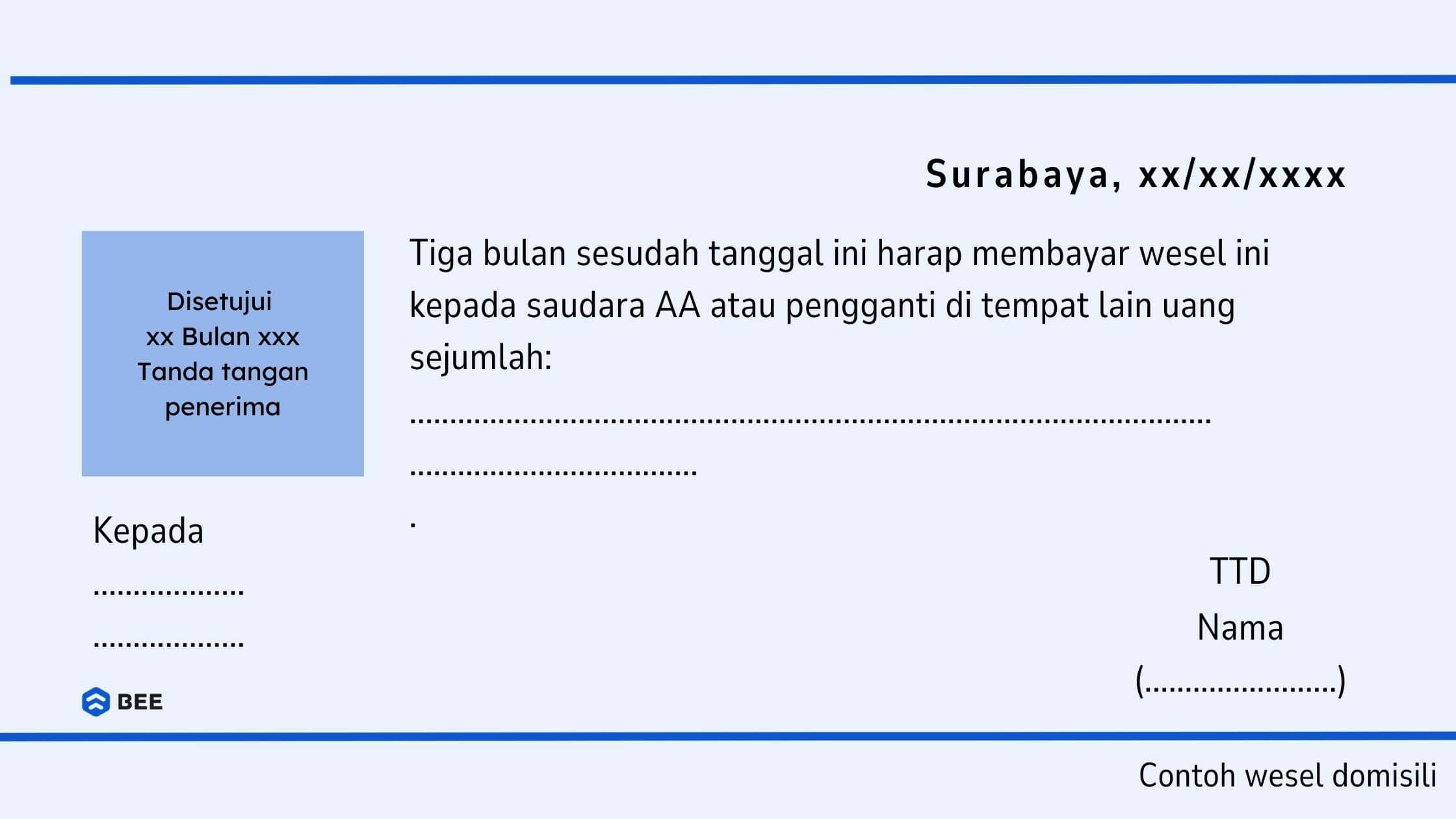 Contoh Wesel Berdasarkan Jenis dan Pencatatan Akuntansinya