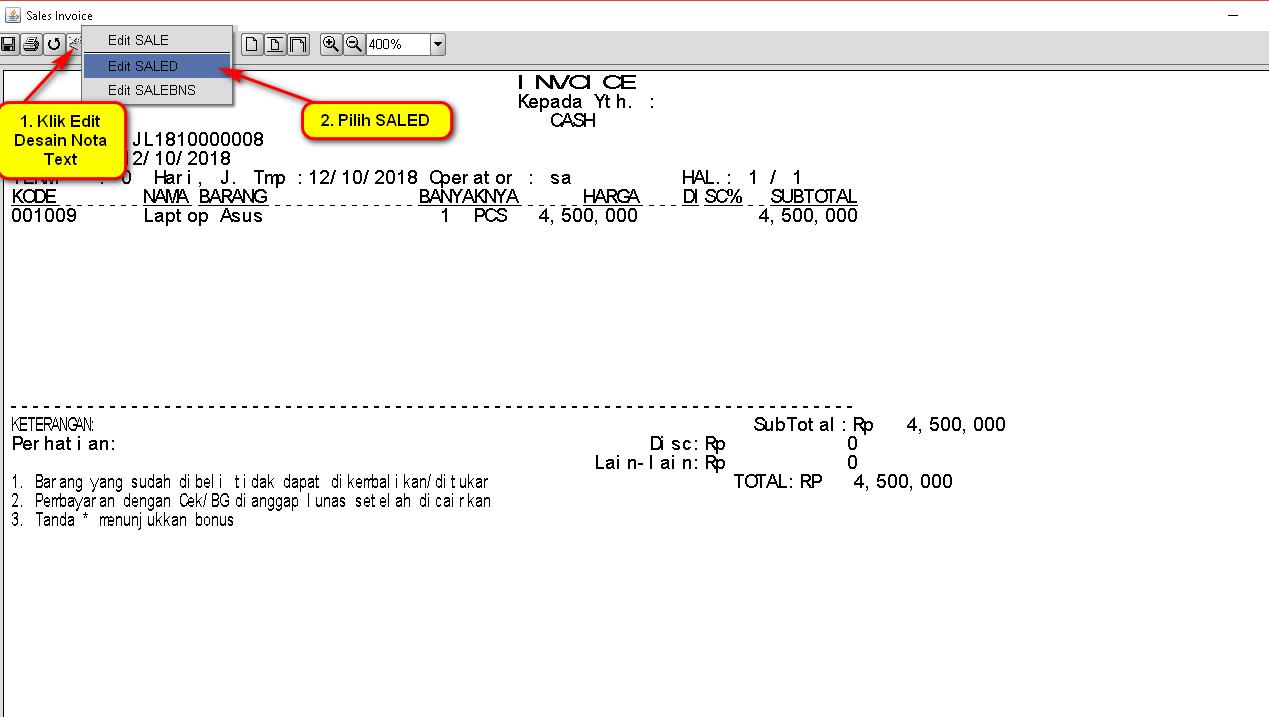 Cara Menampilkan Alias Item pada Nota Penjualan