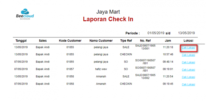 Plugin Laporan Check In Sales Order